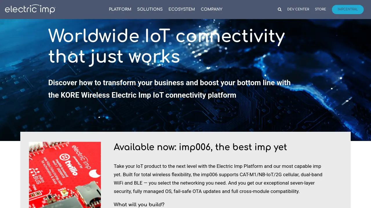 Electric Imp - Secure IoT Connectivity and Lifecycle Management Platform