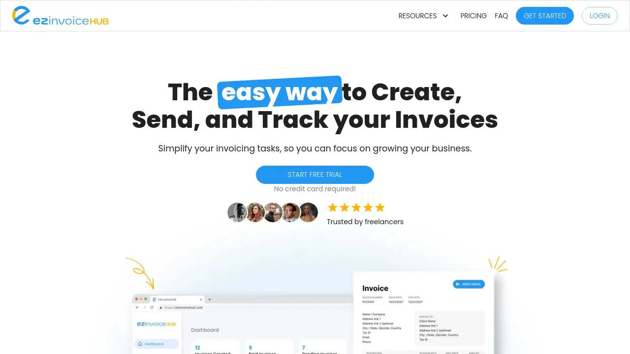 EZInvoiceHub - Effortless Invoicing for Freelancers and Small Businesses