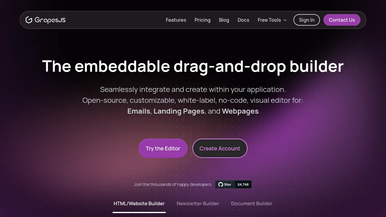 GrapesJS - Embeddable, Open-Source Drag-and-Drop Visual Editor