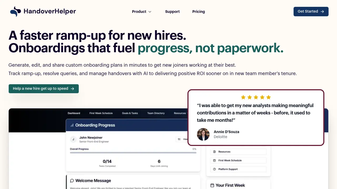 HandoverHelper - AI-Powered Onboarding Plans for Faster Team Ramp-Up
