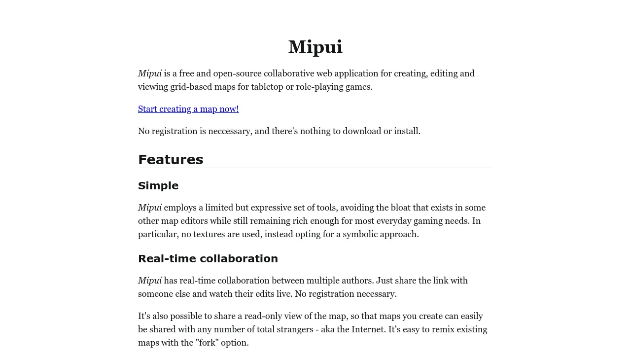 Mipui - Collaborative Web-Based Mapping for Tabletop Games