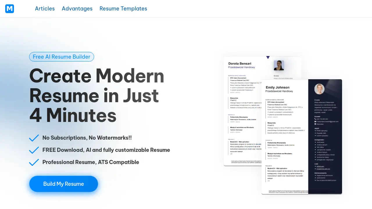 Modern Resume - Free AI-Powered Resume Builder with Customizable Templates