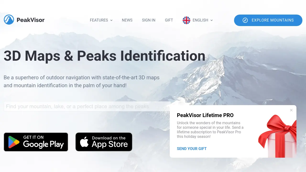 PeakVisor - 3D Maps & Real-Time Peak Identification for Mountain Explorers