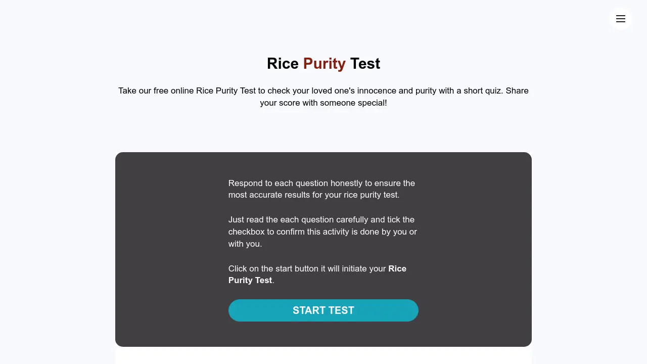 Rice Purity Test - Test Your Innocence With a Fun Online Quiz