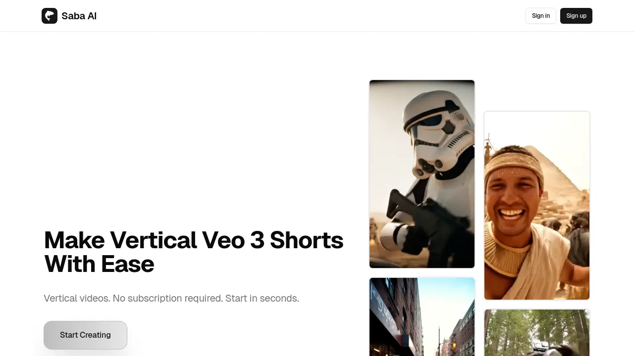 Saba AI - Effortlessly Create Viral Vertical Videos With AI
