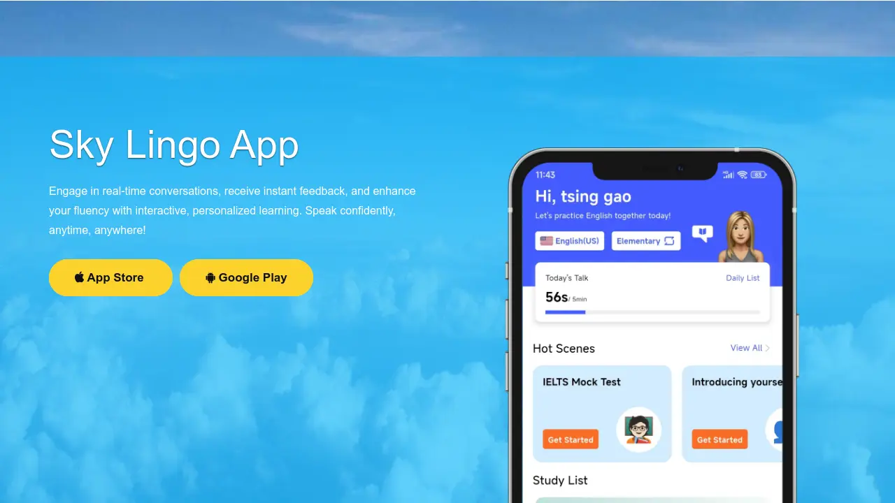 Sky Lingo App - Enhance language fluency with AI-powered conversations ...