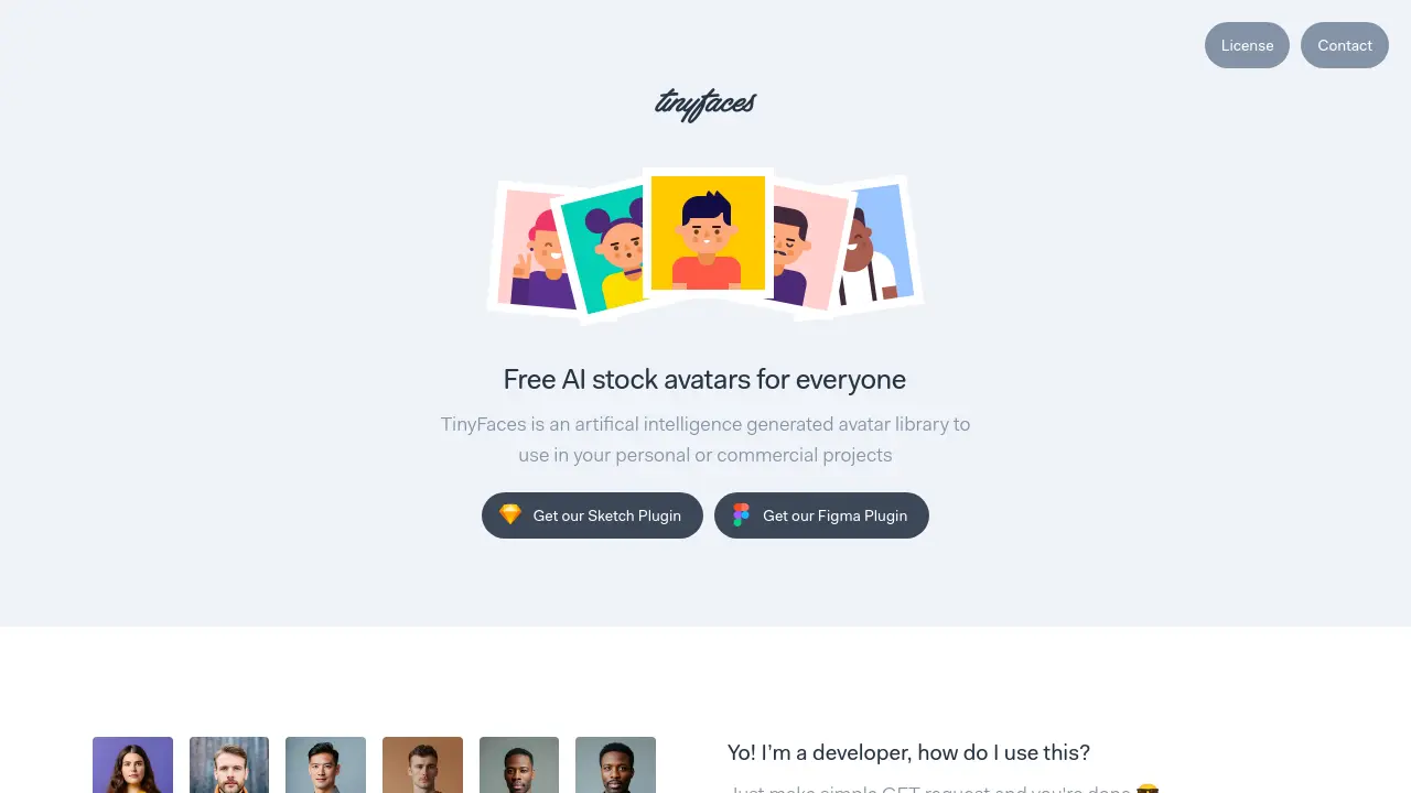 TinyFaces - Free AI-Generated Avatars for Personal and Commercial Projects