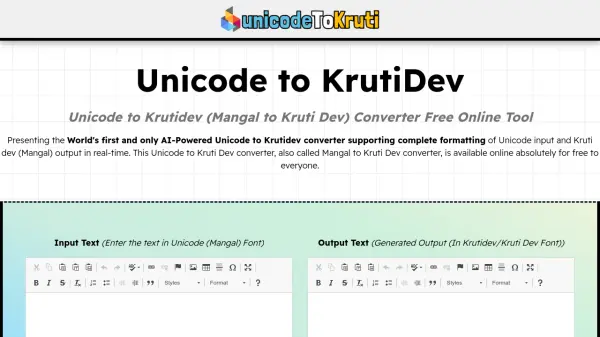 Unicode To KrutiDev AI Powered Unicode To Krutidev Converter Unicode To KrutiDev AI Powered Unicode To Krutidev Converter