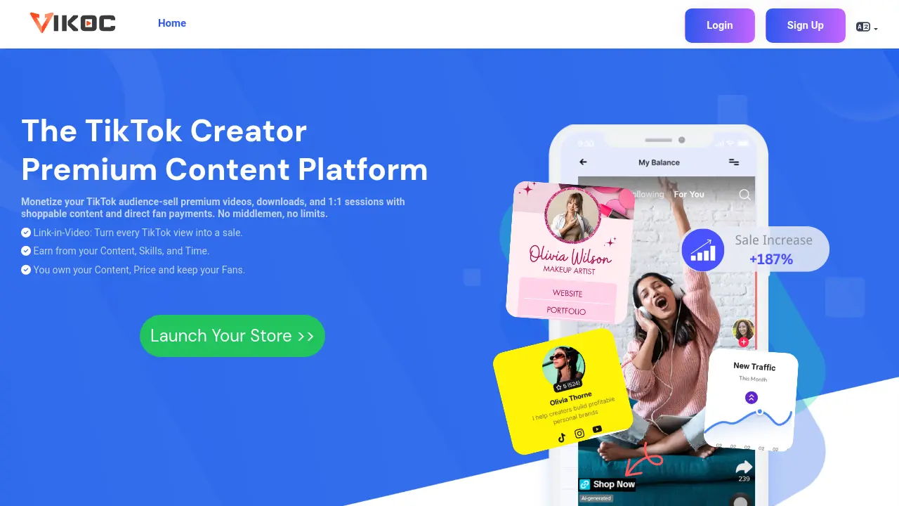 VIKOC - Monetize Your TikTok Audience with Premium Content and Direct Fan Payments